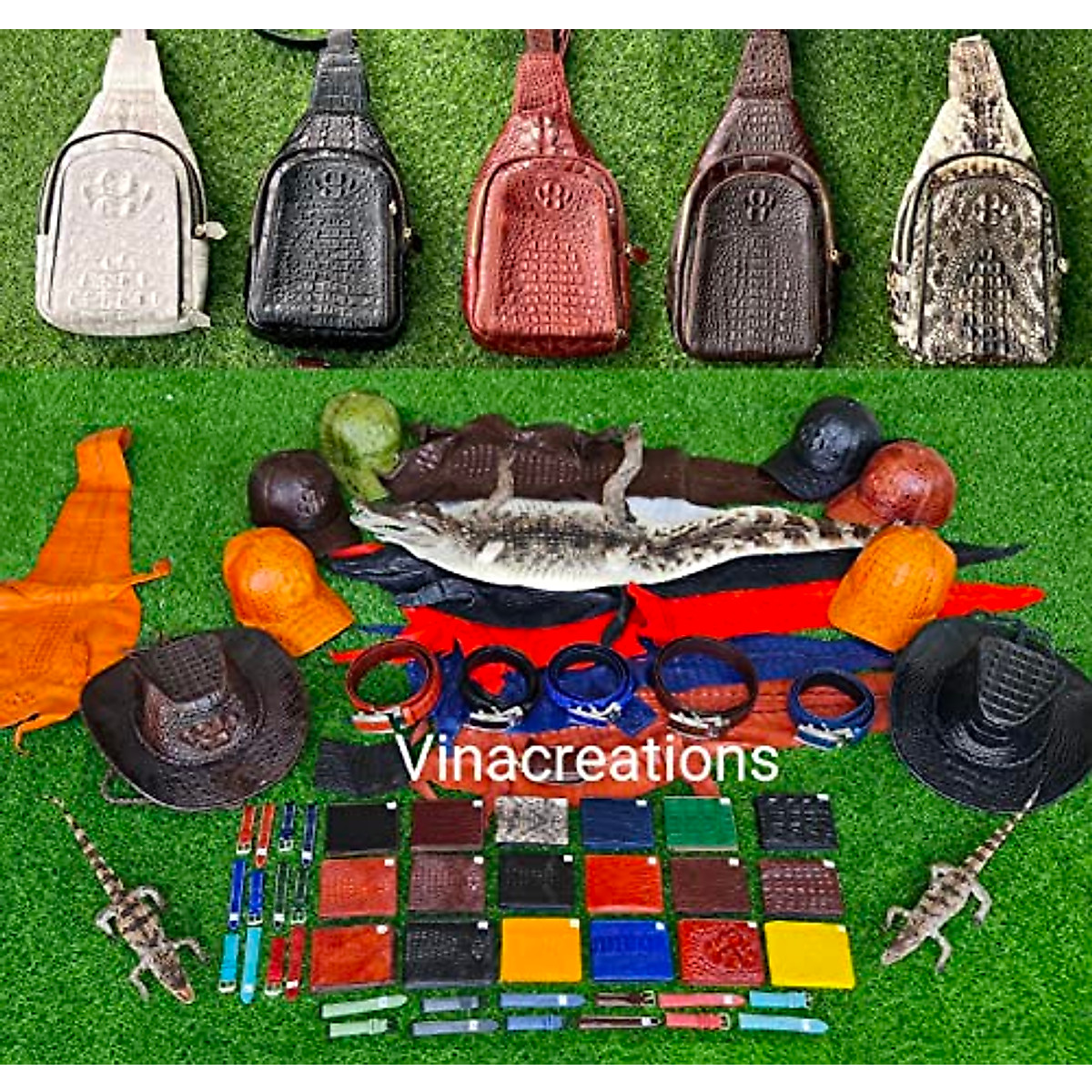 Men Sling Bag Small Crossbody Backpack Chest Bag Alligator Leather One Shoulder Strap Casual Daypack Luxury Original Crocodile for Outdoor Cycling Hiking Travel BACKPACK-55