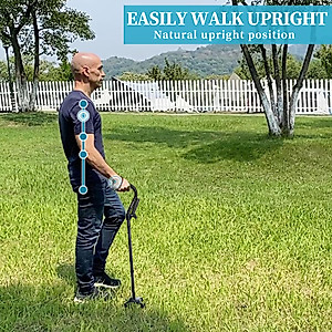 AOHHL Quad Walking Cane Foldable Adjustable Portable Stick Men & Women and Seniors - Lightweight & Sturdy with 4-Pronged Base for Extra Stability Balance,Self Standing Gifts for mom Dad(black1)