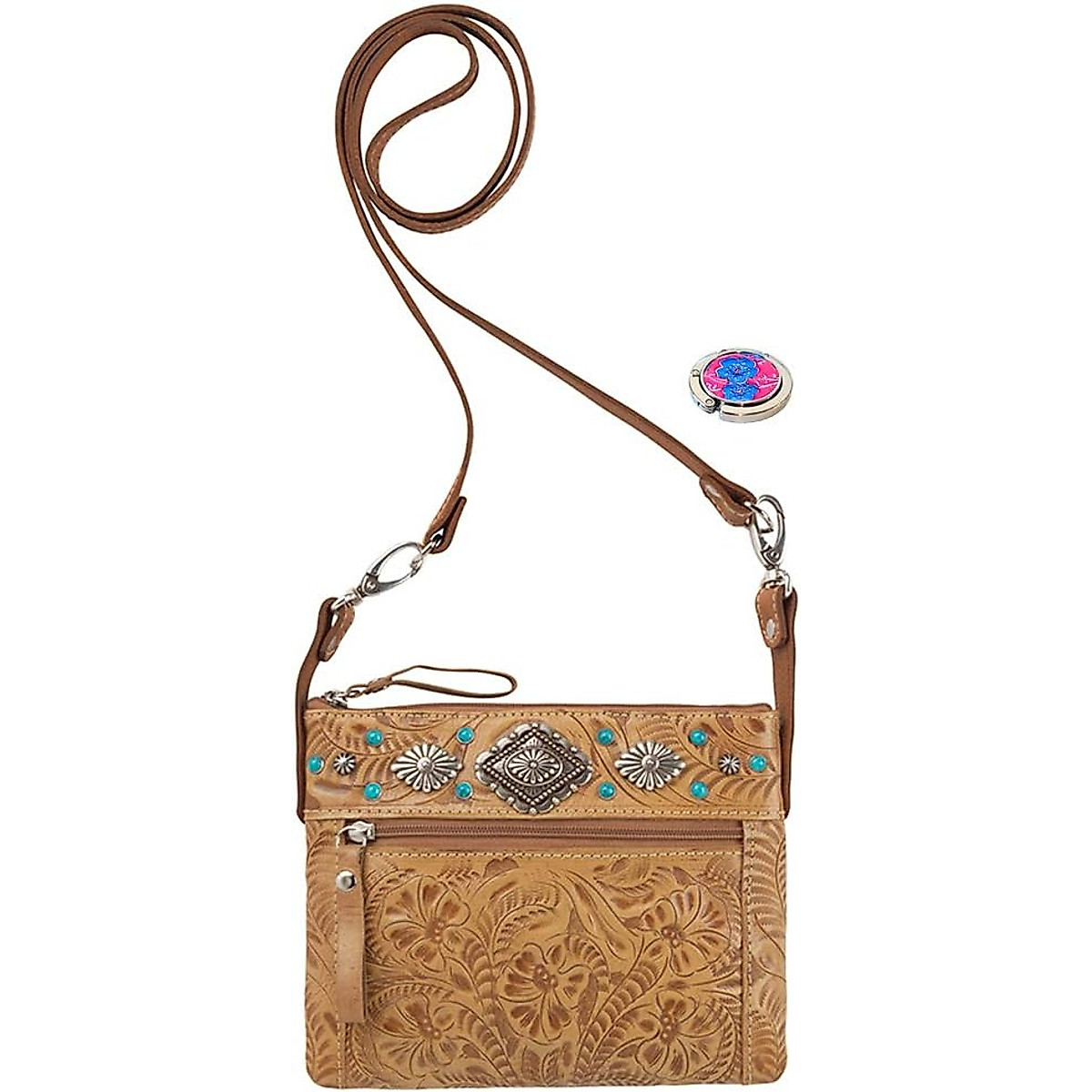 American West Women's Trail Rider Crossbody Bag Tan One Size