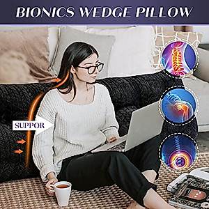 TerriTrophy Triangular Wedge Headboard Pillow Large Bolster Bed Rest Reading Pillow Backrest Positioning Support Bolster Cushion with Removable Cover