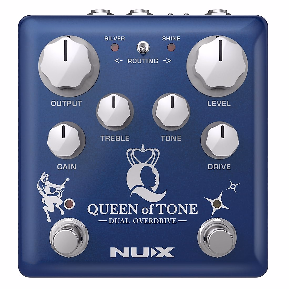 NUX NDO-6 Queen of Tone Dual Overdrive Pedal Stacked with Horseman and Morning Star
