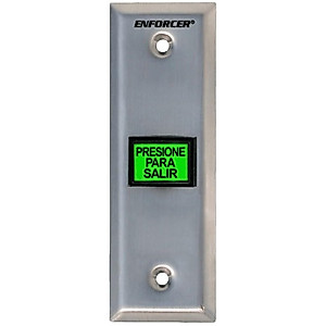 Seco-Larm SD-7103GC-PEQ Enforcer Slimline Illuminated RTE Plate, Square Illuminated Push Button with Caption Push to EXIT, Message Language Can Be Easily Changed in The Field to Spanish or French