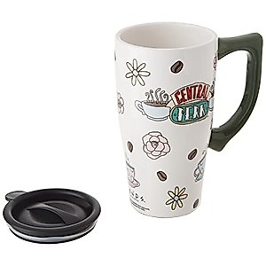 Spoontiques - Ceramic Travel Mugs - Central Perk Cup - Hot or Cold Beverages - Gift for Coffee Lovers