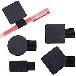 NBEADS 12 Pcs Adhesive Pen Loop Holder, 4 Styles Pencil Elastic Loop Imitation Leather Pencil Elastic Band Loop Designed for Notebooks Journals Calendars Planners Tablet Case