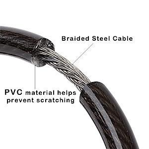 Boviisky Bike Lock, Black Bike Lock Cable, Kids Bike Lock, 4 Digit Resettable Combination Bicycle Lock Cable, 4 Feet with Mounting Bracket, 1/2 Inch Diameter