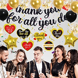 Wxiben Thank You Party Decorations - 22PCS Thank You for All You Do Banners Balloons Decorations Thank You Banners and Signs for Appreciation Party Thank You Employee Teacher Doctor Nurse Decorations
