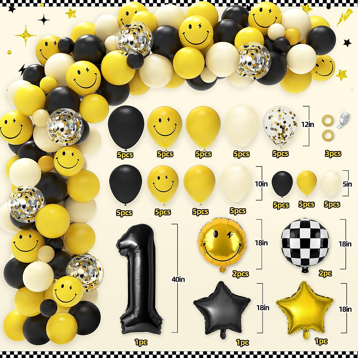 One Happy Dude 1st Birthday Decorations - Lightning Bolt One Happy Dude First Birthday Backdrop Balloons Arch Box High Chair Banner Birthday Party Idea for Baby Boys|Girls