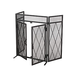 Christopher Knight Home Laurel Iron Folding Fireplace Screen, Matte Black