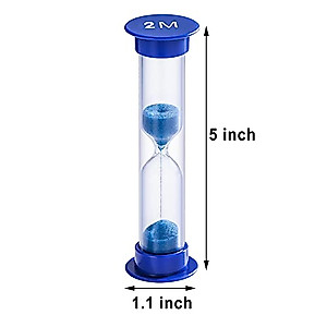 SuLiao 2 Minute Sand Timer for Kids, Colorful Hourglass Sand Clock 2 Minute, Small Sand Watch 2 min, Plastic Hour Glass Sandglass for Kids, Games, Classroom, Toothbrush Timer (Blue Sand)
