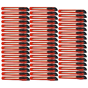 50 Bulk Small Red Utility Knife Box Cutters Snap Off Blade 9MM Blade
