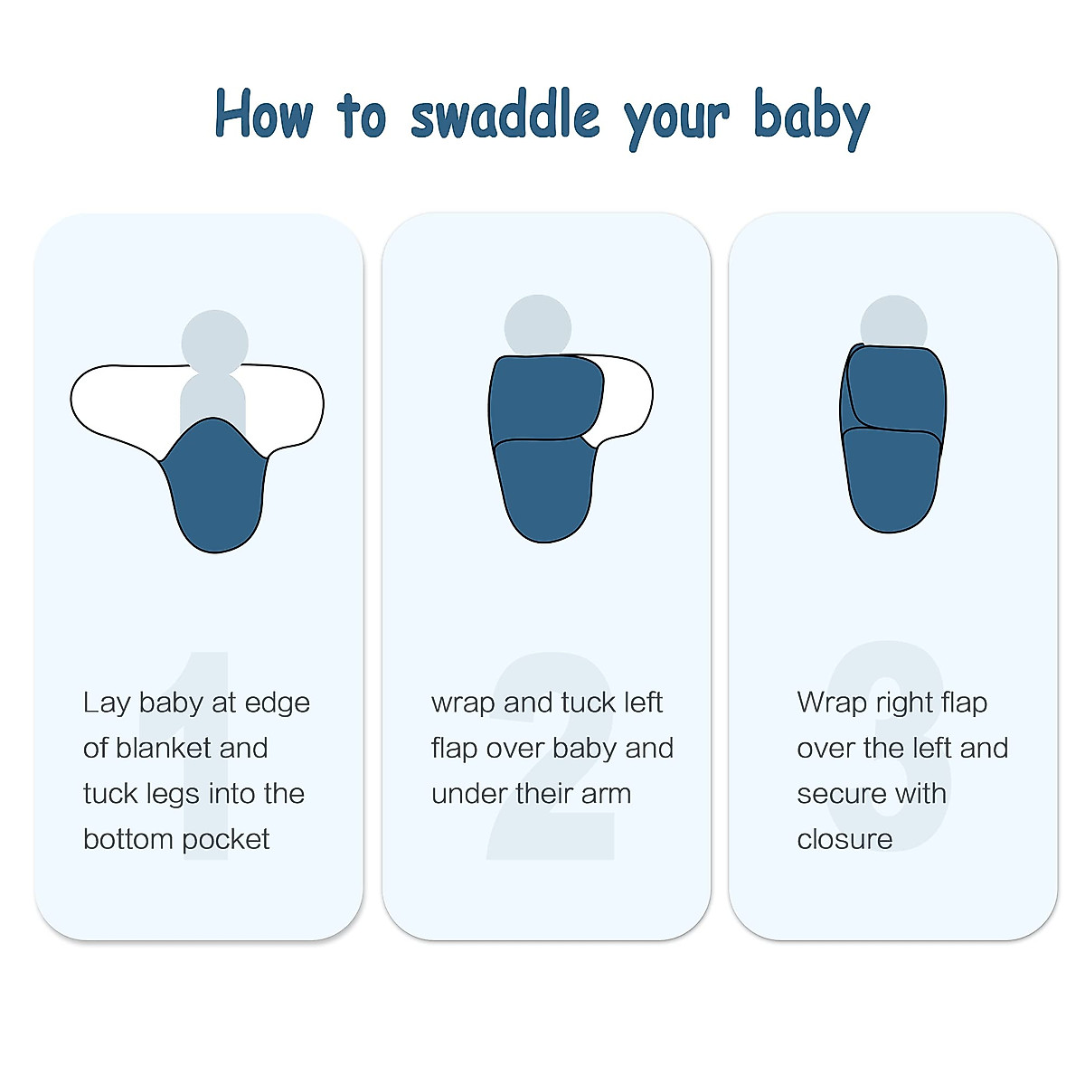 SEZUO Boys Swaddle Set, Large, 3pcs Wrap Blankets with 3pcs Baby Cotton Caps,3-6 Months (Doodle Dinosaur)