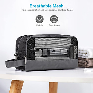 Gonex Travel Toiletry Bag Nylon, Dopp Kit Shaving Bag Toiletry Organizer Black