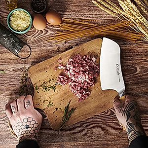 CUTLUXE Cleaver Knife - 7" Vegetable and Meat Butcher Knife - Olive Wood Handle – Full Tang – Olivery Series