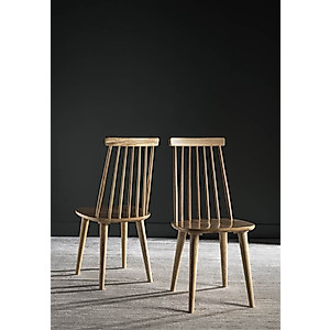 Safavieh American Homes Collection Burris Country Farmhouse Natural Spindle Side Chair, Wood (Set of 2)