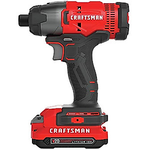 CRAFTSMAN 20V MAX Impact Driver Kit, 1 Battery, 1/4-Inch (CMCF800C1) , Red