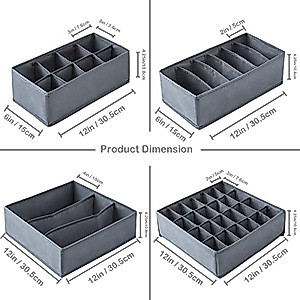 Qozary 4 Pack Drawer Organizer and 2 Pack Socks, Underwear Drawer Organizer