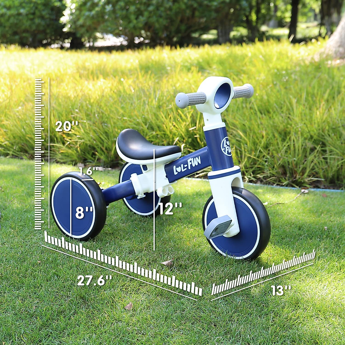 LOL-FUN Baby Balance Bike Toy for 1 2 Year Old Boys Girls Gift Toddler Tricycle 1-3 Year Old with Removable Pedal, 4 in 1 Trike for Ages 1-3 Present