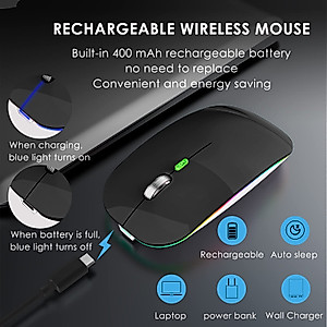 Attoe Wireless Mouse, 2.4GHz Silent Click Mouse with USB Receiver - Waterproof Slim Cute Wireless Mouse for Laptop, Computer,MAC OS…