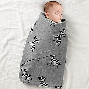 mimixiong 100% Pure Cotton Baby Blankets Soft Nursery Swaddling Blanket for Newborn Baby with Cute Zebra Grey Size 30 x 40 inches