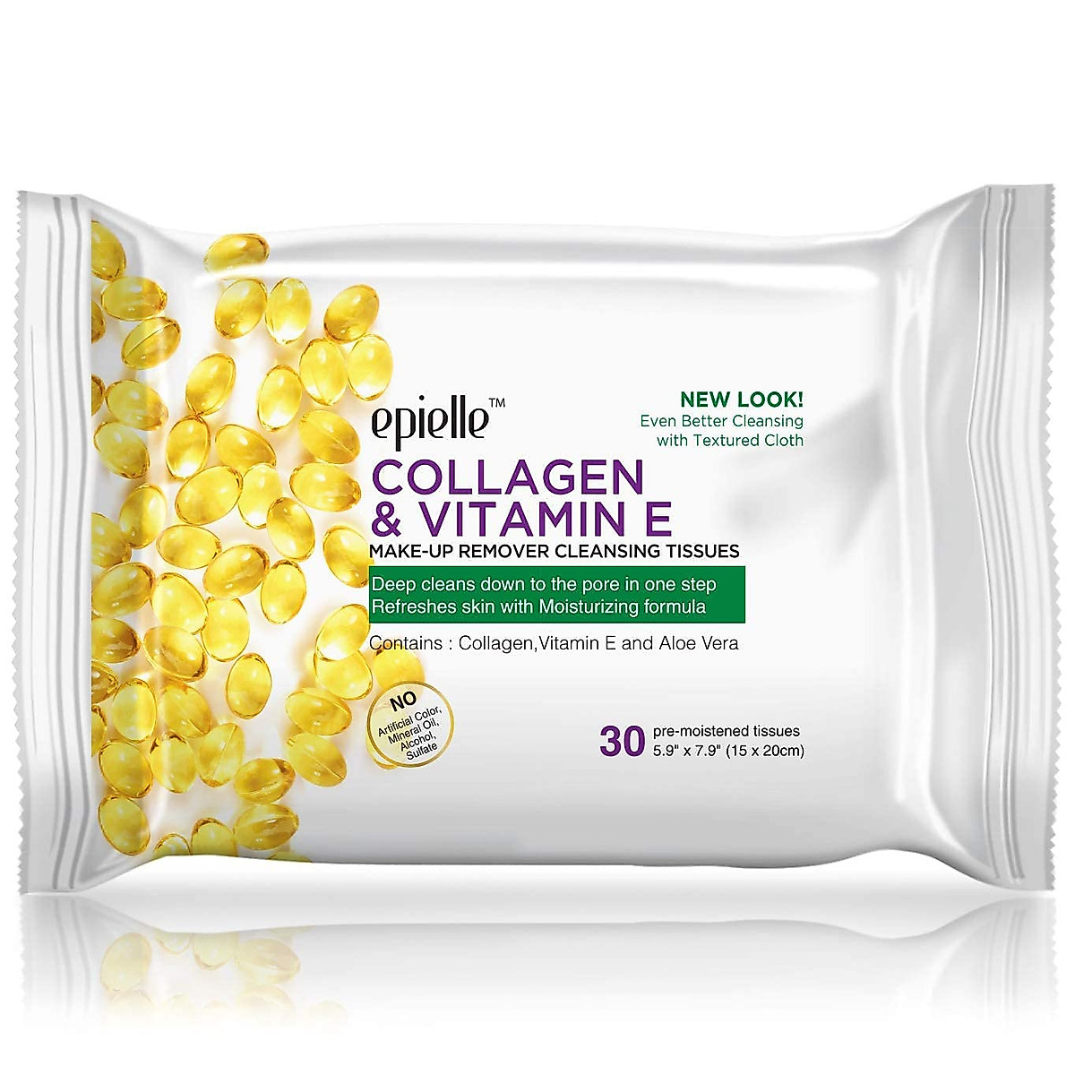 Epielle New Makeup Remover Cleansing Wipes Tissue | Gentle for all Skin Types | Daily Facial Cleansing Towelettes | Removes Dirt, Oil, Makeup | Nicely Scented - Charcoal, Collagen, Aloe, Cucumber, Green Tea, Argan Oil | 30 Count | Assorted 6 Pack