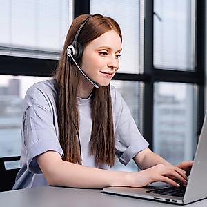 Phone Headset RJ9 with Microphone Noise Cancelling & Volume Controls, Office Telephone Headset Compatible with Polycom Plantronics Avaya ShoreTel Toshiba Digium Nortel Landline Phones, Clear Calls