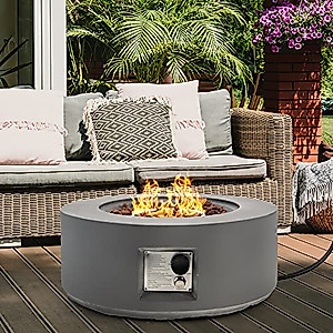 Giantex Propane Fire Pit Table W/ CSA Certification & PVC Cover, 27.5 Inches Round Gas Fire Pit w/ 40,000 BTU, Adjustable Flame, Lava Rocks, Outdoor Propane Fire Pit for Patio Garden Backyard