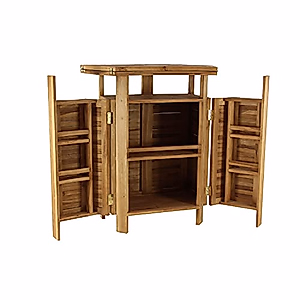 Deco 79 Teak Wood Indoor Outdoor Folding Bar with Expandable Sides, 70" x 24" x 41", Brown