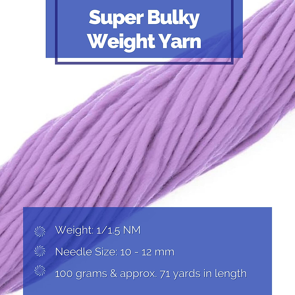 Revolution Fibers | Premium Super Bulky Merino Yarn | 100-Grams of 100% Wool Yarn Chunky Weight, Thick Wool Yarn for Knitting, Crochet, Baby Blanket, Dyed, Felting, Weaving, Lavender Purple
