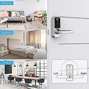 Smart Lock, SMONET Deadbolt Lock with Keypad, Keyless Entry Biometric Fingerprint Front Door Locks, Bluetooth Electronic Digital Lock with Reversible Handle, App Control, IC Card for Home, Apartment