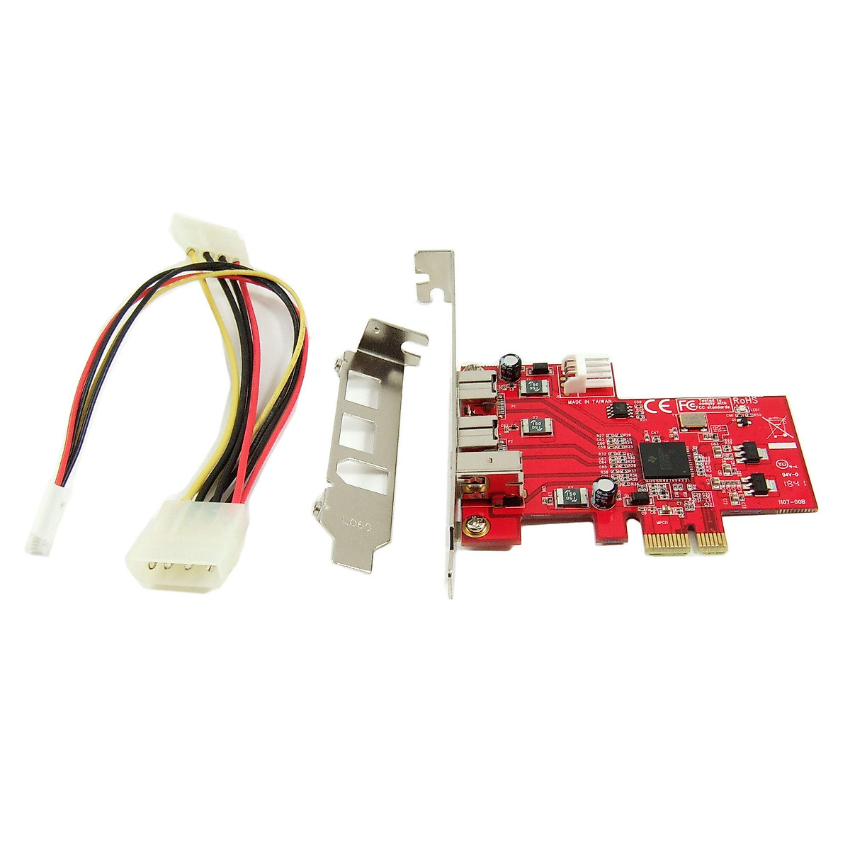 Ableconn PEX-FW107 1394b & 1394a 3-Port PCI Express (PCIe) Low Profile FireWire Host Adapter Card - TI XIO2213 Chipset