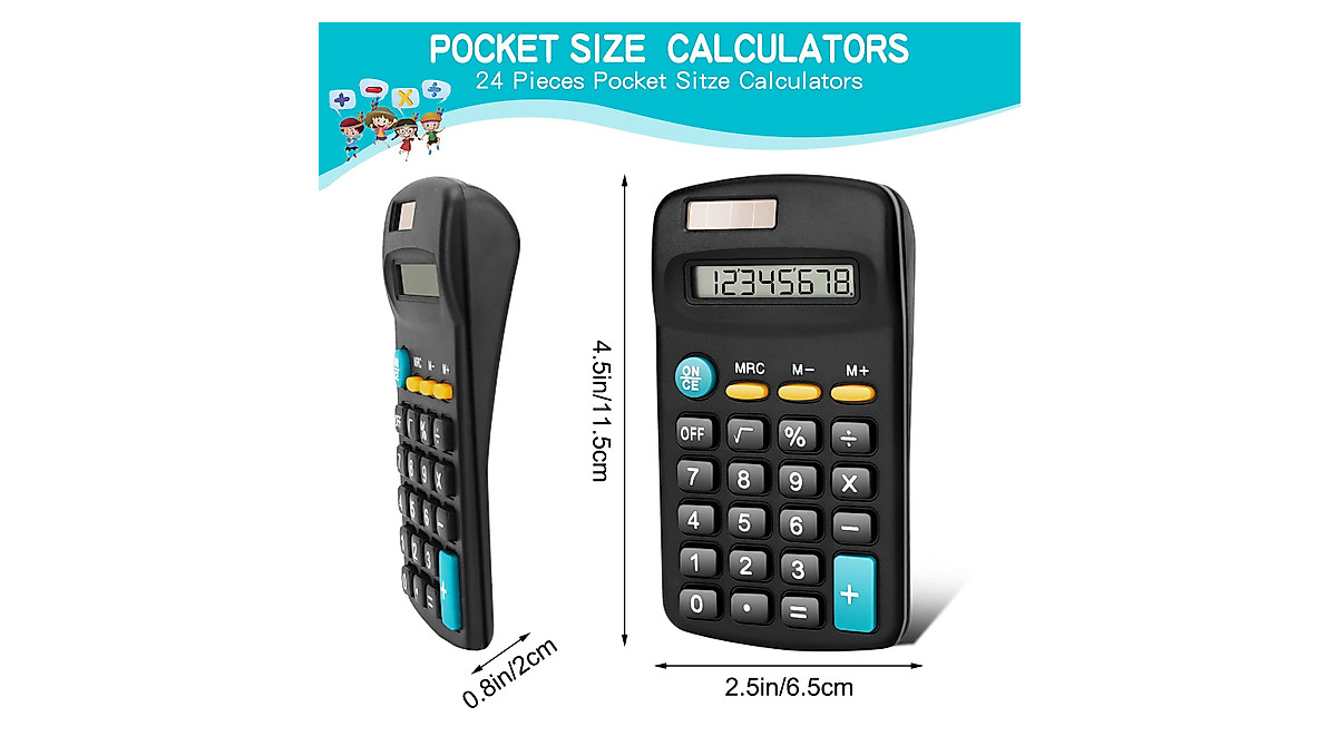 24 Pack Basic Calculators for Students - Pocket Size