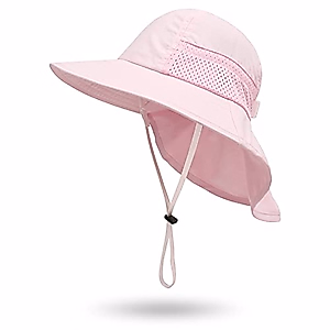 Baby Sun Protection Hat for Infant Toddlers Boys Girls UPF 50+ Sunhat for Outdoor Beach Swim (2-6 T, Pink)