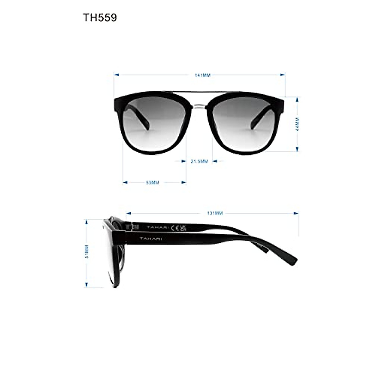 TAHARI womens Th559 Round Aviator Style UV Protective Women s Sunglasses Wear Year Round Elegant Gifts for Women 63 m, Black, mm US