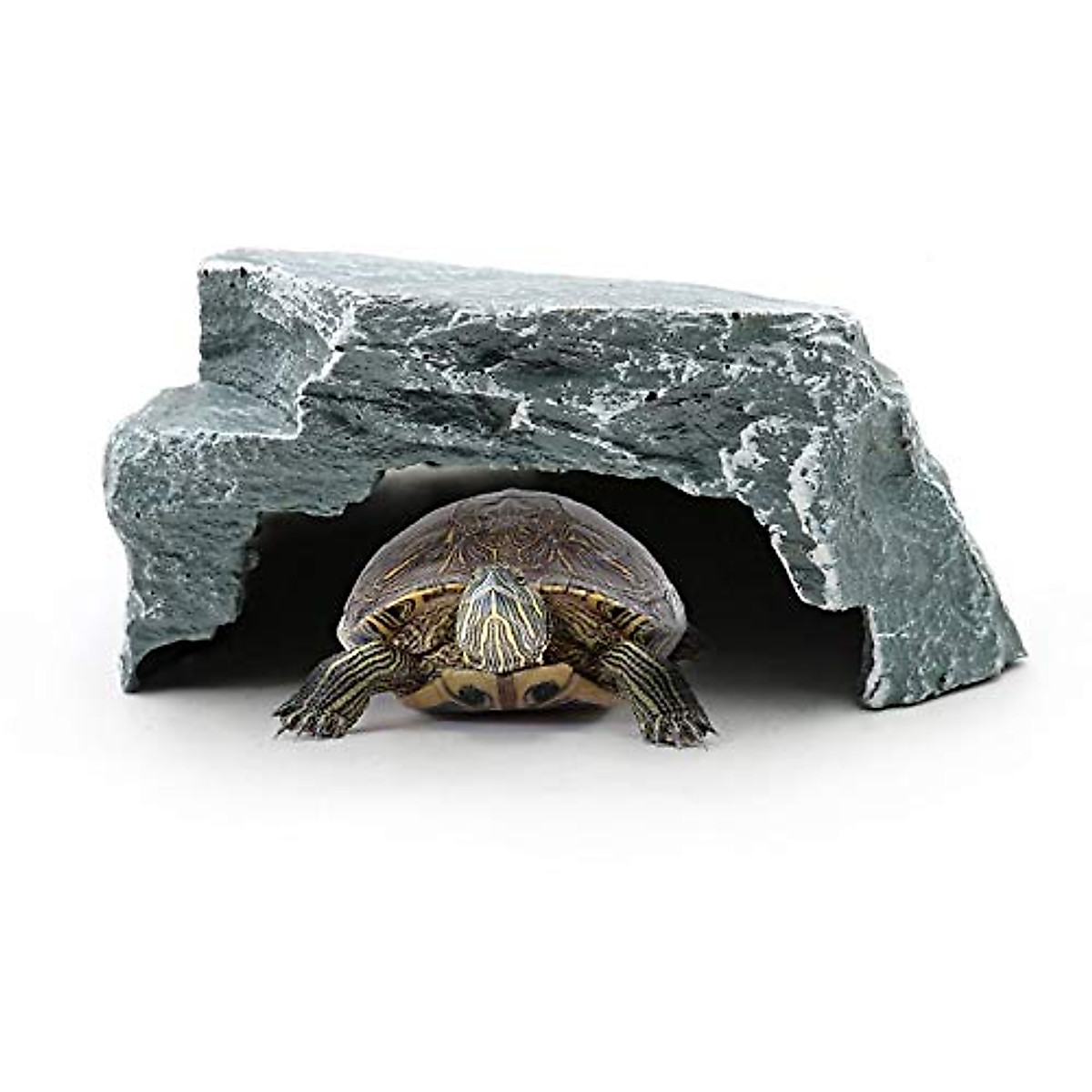 MINYULUA Reptile Cave Resin Basking Platform Hiding Habitat Aquarium Fish Hideout Shelter Hollow Tree Trunk Resin Ornament Moss House Decorations for Reptile Turtle Frog Zoo Aquarium Decor Ornament