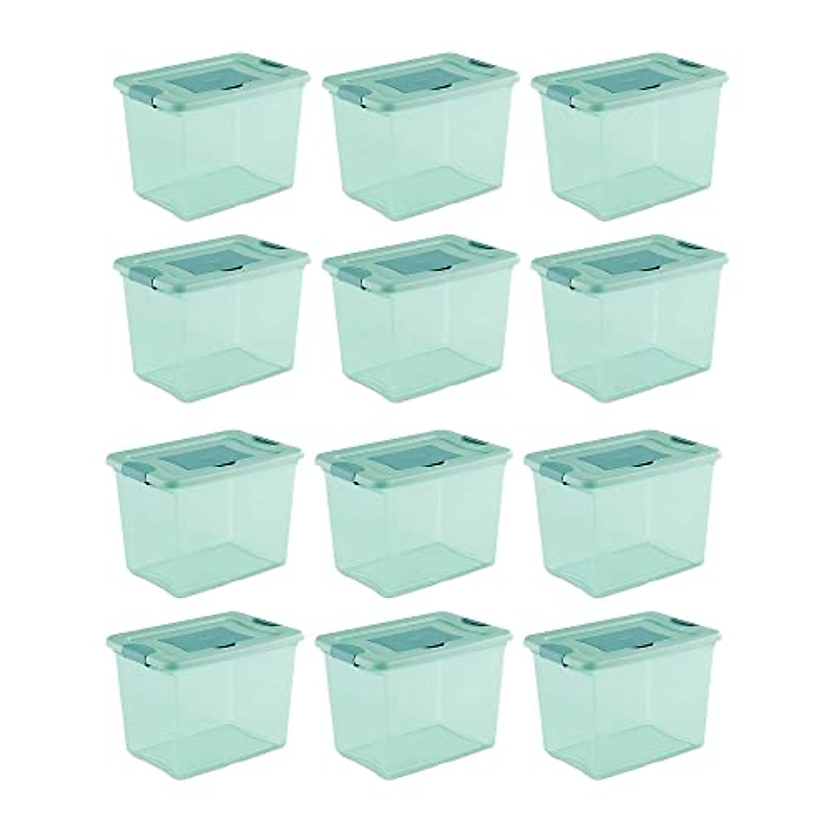 Sterilite 25 Quart Multipurpose Fresh Scent Stackable Accessory Storage Box Container for Home Closet Organization, Aqua (12 Pack)