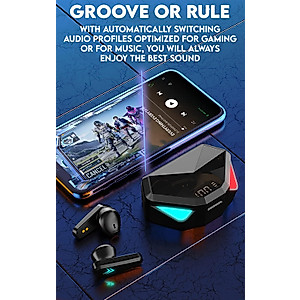 Acuvar Fully Wireless Bluetooth 5.2 Rechargeable Waterproof Sweatproof Gaming Earbud Headphones with Microphone, RGB LED 12h USB C Power Charging Case Low Latency Surround Stereo Bass Noise Cancelling