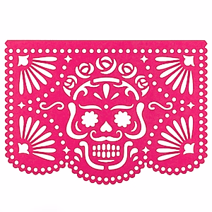 CLOVER CUTS, 50 Multi-Colored Felt Papel Picado Banners, Fiesta Party Decorations, Cinco de Mayo Decorations, Día de Los Muertos Decorations