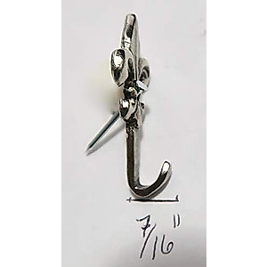 Mini Metal Fleur De Lis Wall Decor Hooks, Set of 3, Silver
