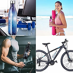 17oz Stainless Steel Travel Water Bottles, Double Wall Vacuum Insulated Reusable Leakproof BPA Free Cola Shape Thermos With Cleaning Brush, 24 Hours Cold 12 Hours Hot Metal Water Bottle, Blue Flamingo
