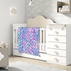 Mermaid Scales Baby Blanket for Girls Soft Plush Throw Blanket for Baby Girl, Toddler Newborn Nursery Bed Blanket Stroller Crib Shower Gift 40x30 Inches