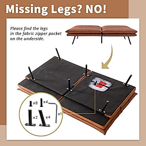 IULULU Futon Sofa Bed Modern Convertible Armless Sleeper Couch Daybed for Studio, Apartment, Office, Small Space, Compact Living Room, Chestnut