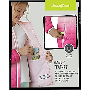 Eddie Bauer Kids' Jacket - CirrusLite Weather Resistant Down Coat for Boys and Girls - Insulated Quilted Bubble Puffer (3-20), Size 14-16, Blush