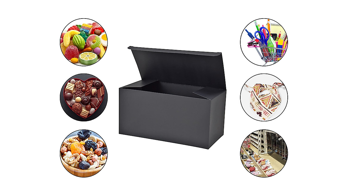 Black Gift Boxes 24-Pack | Sturdy & Eco-Friendly for Weddings & More