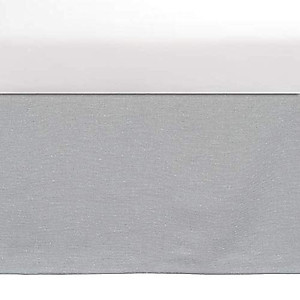 Lush Decor Baby Printed Linen Textured Solid Crib Skirt, Gray 52"L x 28"W + 16" Drop