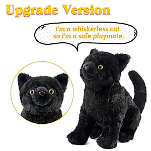 YZXZM Black Cat Plush, Realistic Black Cat Stuffed Animal Pillow, Cute Plush Toy Gifts for Birthday/Halloween/Christmas, 9 inch