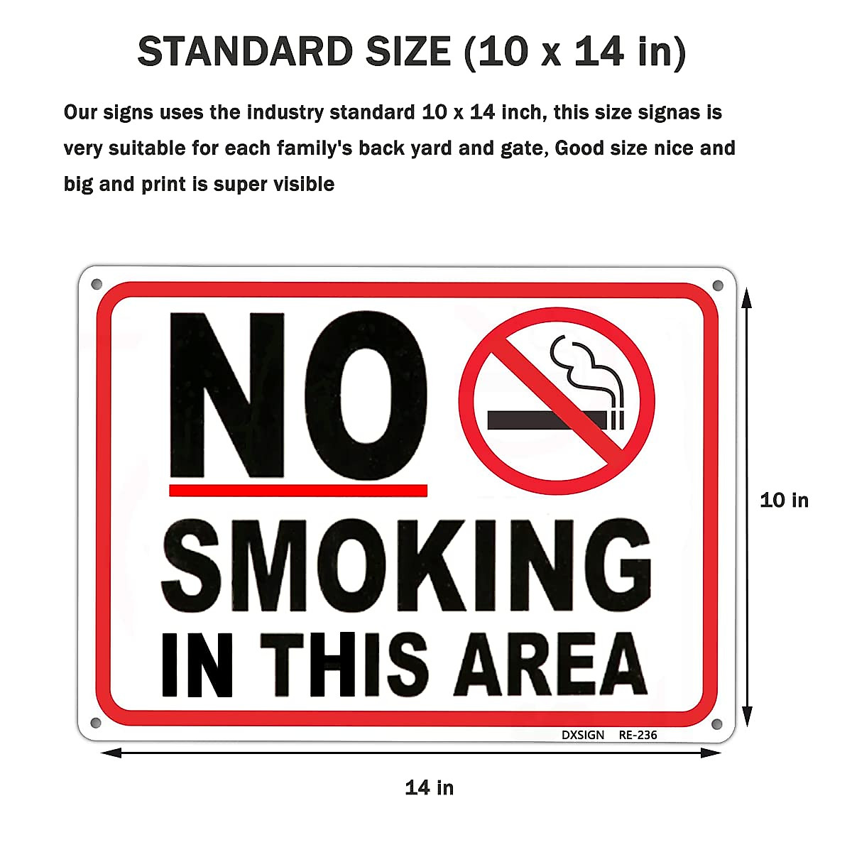 No Smoking Signs for Business No Vaping Sign 10"x14" Rust Free Aluminum UV Printed,4 pre-drilled Holes.Durable/Weatherproof (4-Pack)