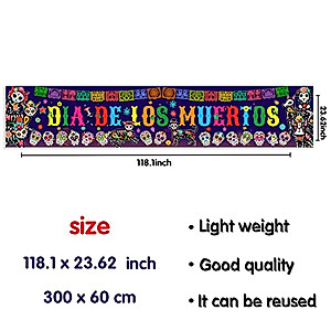 Dia De Los Muertos Banner for Day of The Dead Party Decorations, With Mexica Banner Cat Dog Sugar Skull Yard Sign Halloween Decorations Backdrop Outdoor Easter Mexica Fiesta Party Supplies Decor