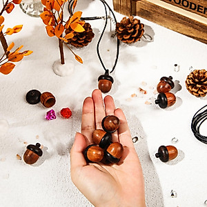 Sasylvia 10 Pcs Wood Acorn Charms Nut Acorn Pendant with Black Waxed Necklace Cord and Lobster Claw Clasp for DIY Accessories Pendant Decorations Jewelry Making