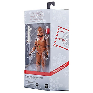 Star Wars,The Black Series Phase II Clone Trooper (Holiday Edition) 6-Inch F5610 Multicolored Collectible Figure Ages 4 and Up