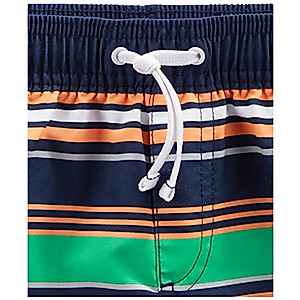 Simple Joys by Carter's Toddler Boys' Swimsuit Trunk and Rashguard Set, Orange/Blue, Ships, 3T